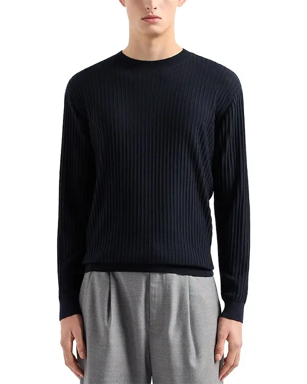 Emporio Armani Travel Essentials Ribbed Wool Sweater - Blue Navy