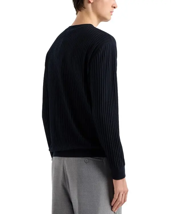 Emporio Armani Travel Essentials Ribbed Wool Sweater - Blue Navy