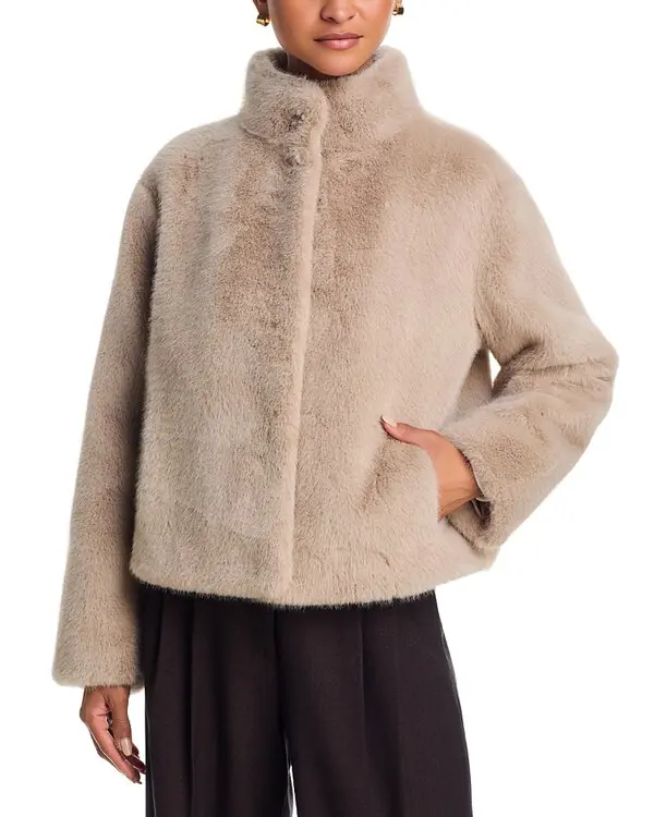 Velvet By Graham & Spencer Faux Fur Snap Front Jacket - Beige