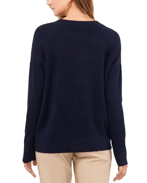 Vince Camuto Sequin Stripe Rib Knit Sweater - Classic Navy