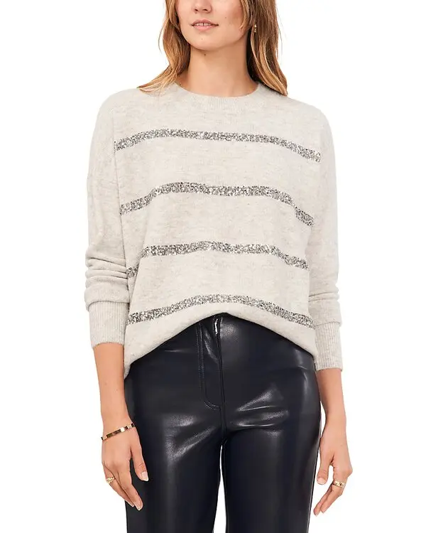 Vince Camuto Sequin Stripe Rib Knit Sweater