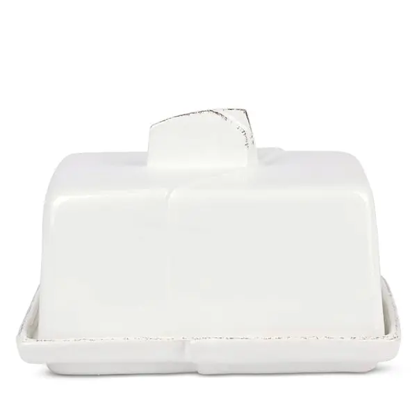 VIETRI Lastra Butter Dish - White
