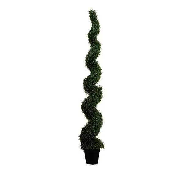 NEARLY NATURAL 8' Uv Resistant Artificial Rosemary Spiral Topiary Tree - Green