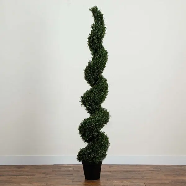 NEARLY NATURAL 7' Uv Resistant Artificial Rosemary Spiral Topiary Tree