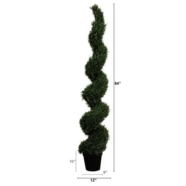 NEARLY NATURAL 7' Uv Resistant Artificial Rosemary Spiral Topiary Tree