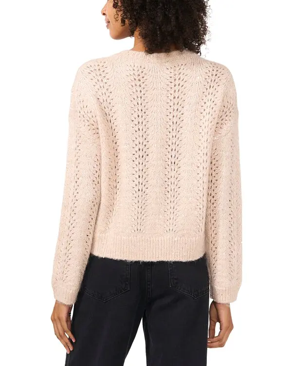 Vince Camuto Pointelle Drop Shoulder Sweater - Silver Heather