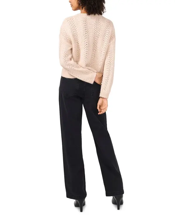Vince Camuto Pointelle Drop Shoulder Sweater - Silver Heather