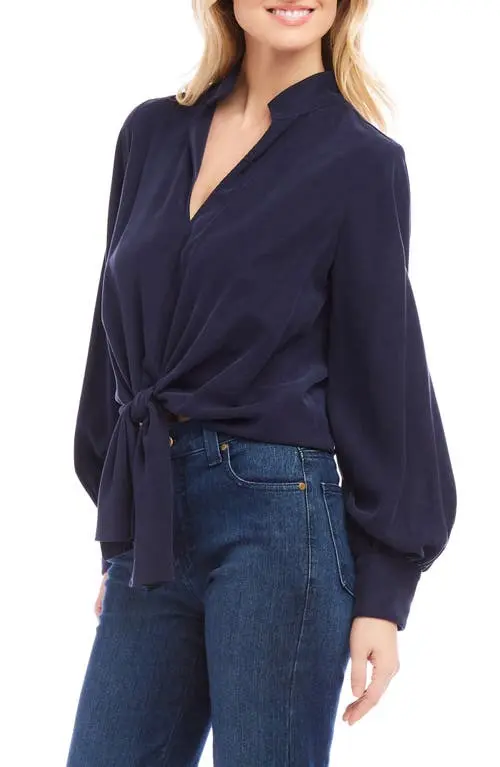 Karen Kane Tie Front Twill Top