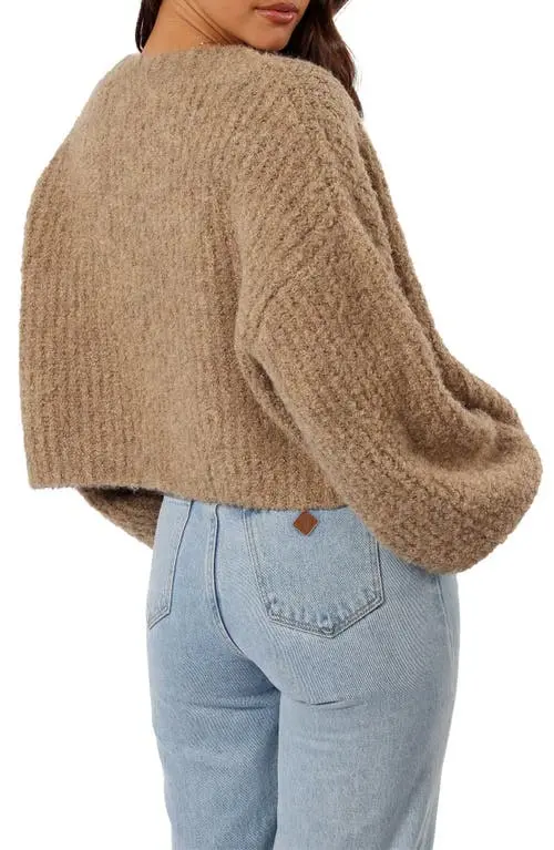 PETAL & PUP Albertine Bouclé Crop Cardigan - Latte