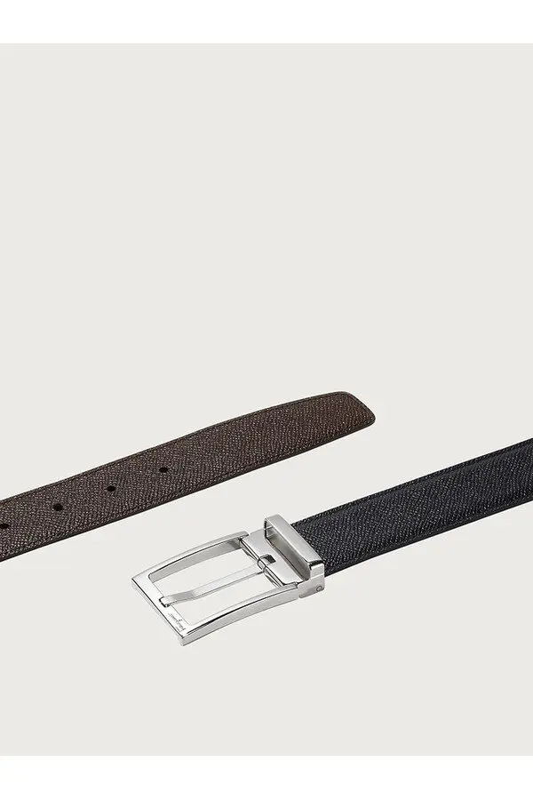 FERRAGAMO Reversible Belt With Rectangular Buckle