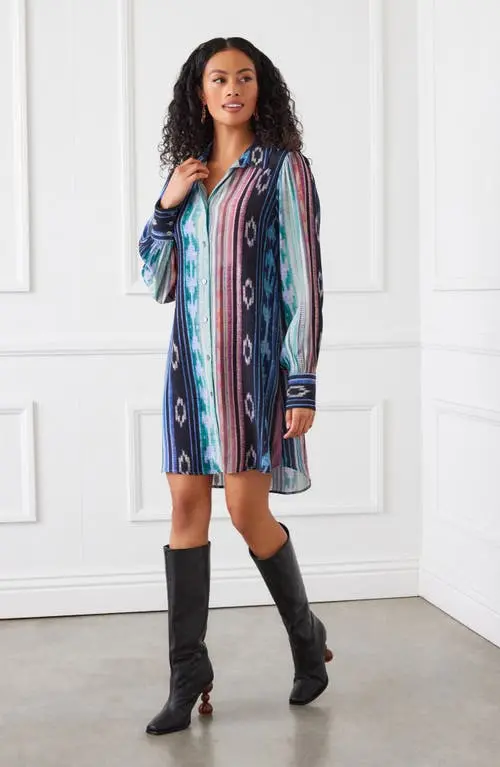 Karen Kane Printed Long Sleeve Shirtdress