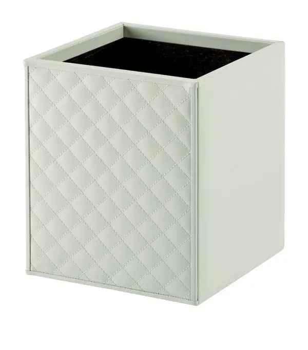 RIVIERE Leather Ivo Diamonds Waste Basket - Green