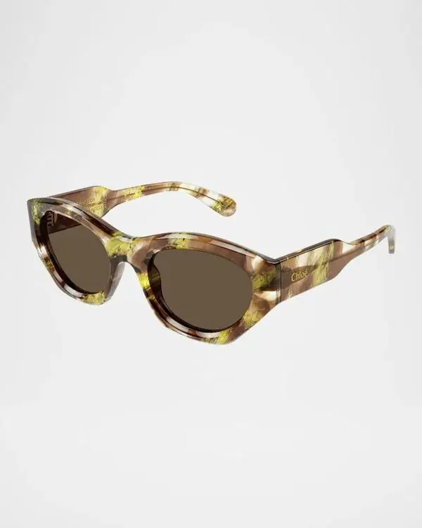 Chloé Acetate Cat-eye Sunglasses - Opal Gold
