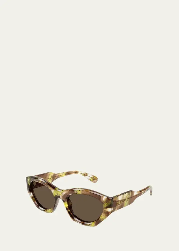 Chloé Logo Cat-eye Sunglasses - Opal Gold