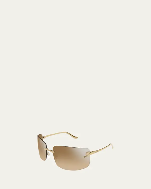 Cartier Panthère De Rimless Rectangle Sunglasses - Gold