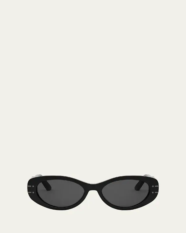 Dior Diorsignature B8u Oval Sunglasses - Shiny Black Smoke