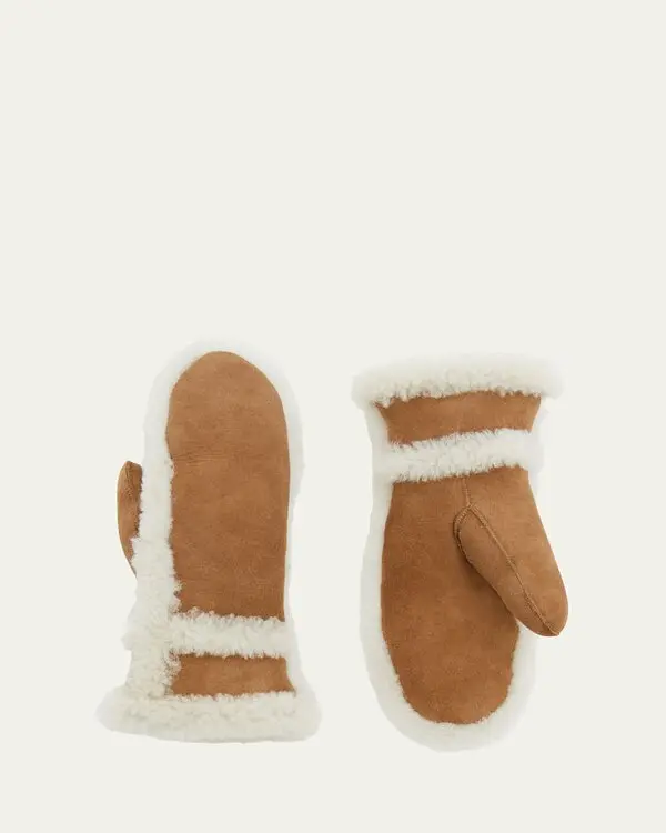YVES SALOMON Mittens With Dyed Sheep Shearling Trim