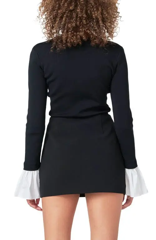 Endless Rose Flare Cuff Long Sleeve Ribbed Top