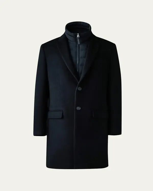 Mackage Wool Topcoat With Removable Down Bib - Black