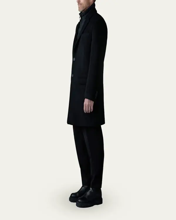 Mackage Wool Topcoat With Removable Down Bib - Black