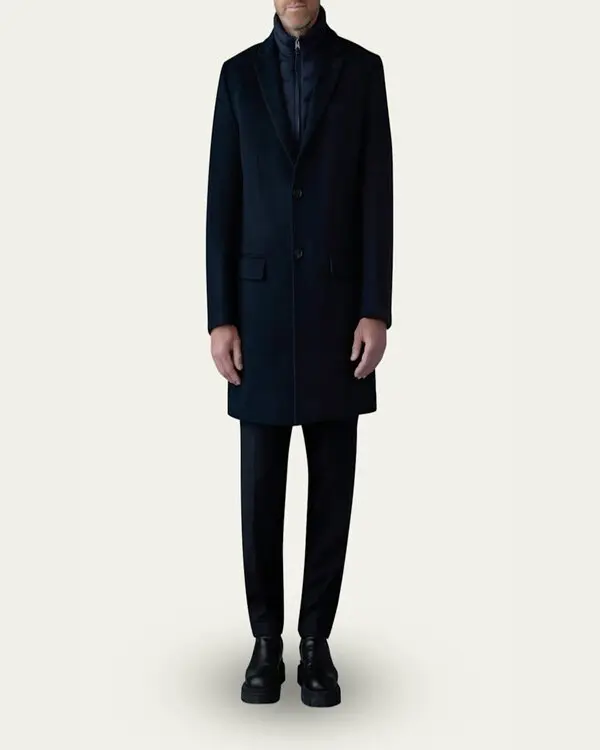 Mackage Wool Topcoat With Removable Down Bib - Black