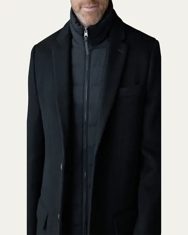 Mackage Wool Topcoat With Removable Down Bib - Black