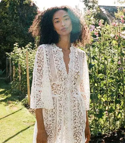 DEn Astrea Lace Dress In Salt - 50% Off | Editorialist