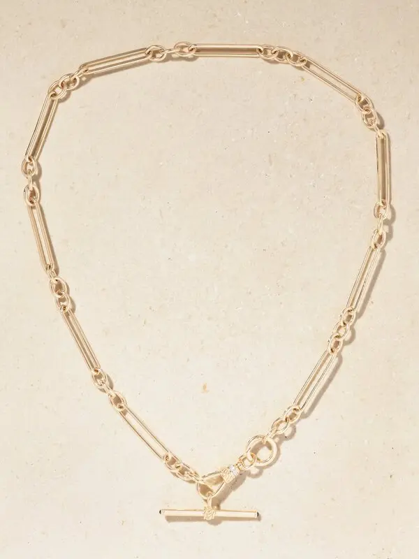 LUCY DELIUS Trombone Albert Clip T-bar 14-karat Sapphire And Diamond Necklace - Gold