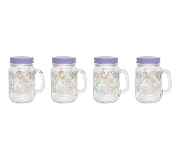 TEMP-TATIONS Seasonal S/4 15-oz Lidded Glasses With Handles - One-color