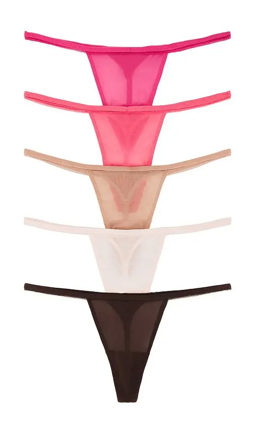 Privacy Please Alice G String 5 Pack In Pink - Neapolitan