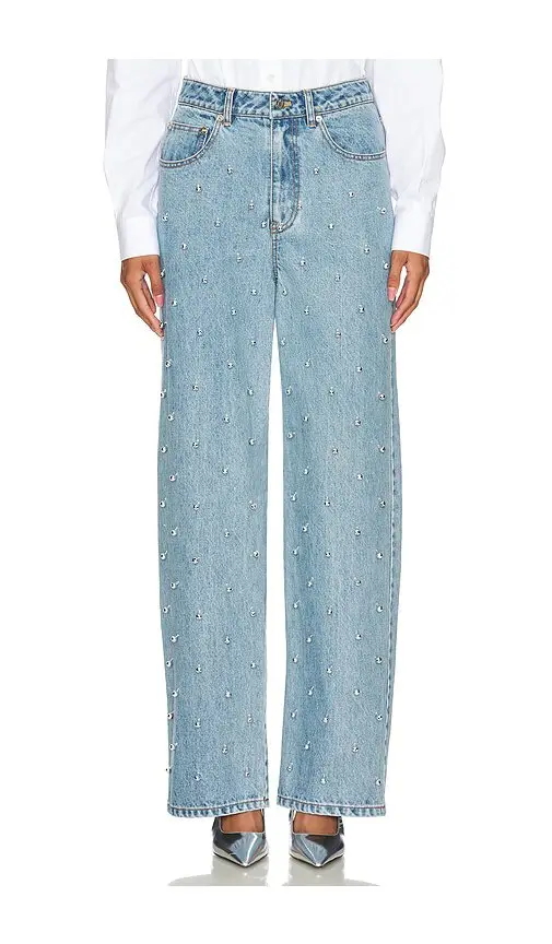 LEJE Bubble Embroidered Straight Leg Jeans
