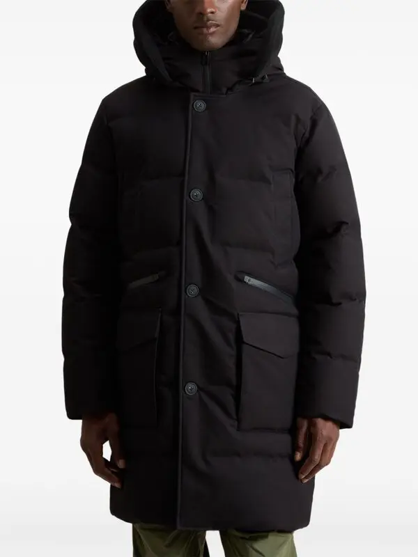 Woolrich Button-fastening Hooded Padded Coat - Black
