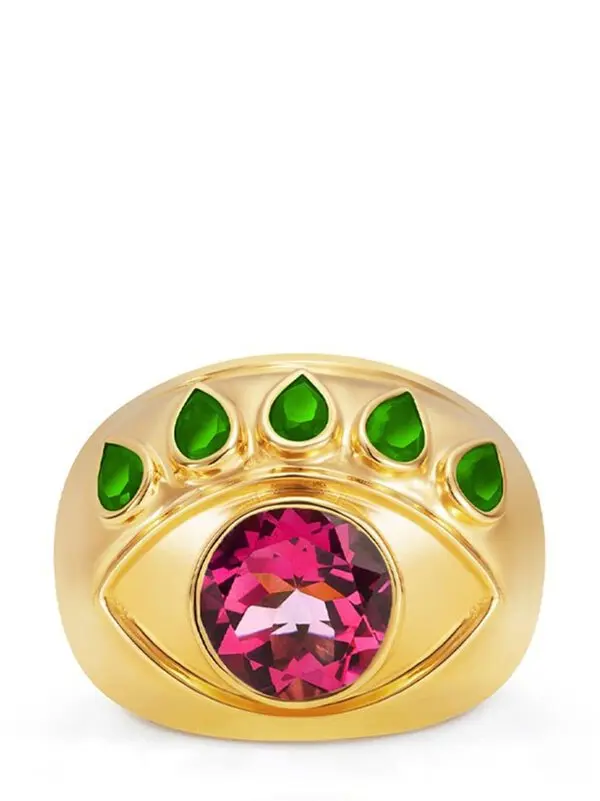 NEVERNOT 18kt Yellow Topaz And Tsavorite Ring - Gold