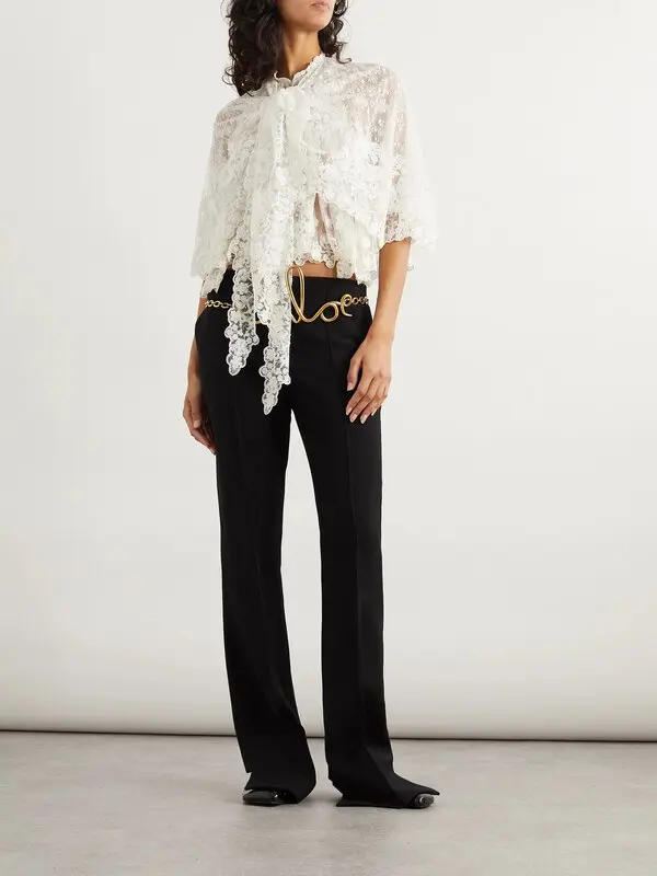 Chloé Grain De Poudre Wool Flared Pants - Black