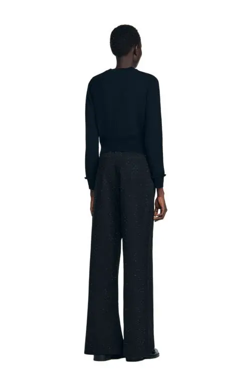 Sandro Ruffled Knitted Cardigan