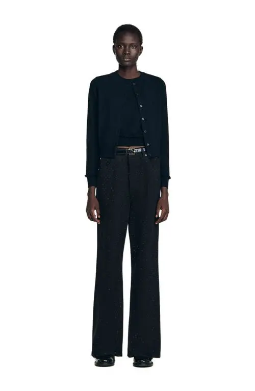 Sandro Ruffled Knitted Cardigan