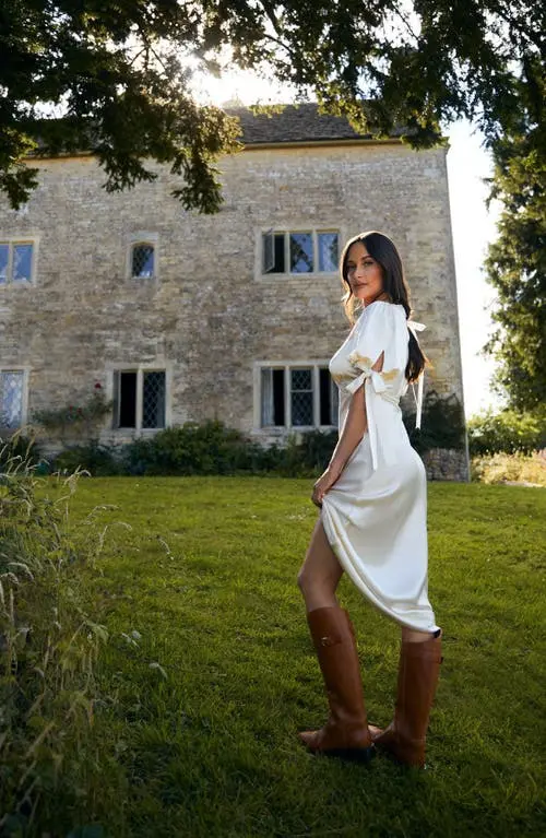 Reformation X Kacey Musgraves Stella Lace Trim Silk Midi Dress - Ivory |  Editorialist