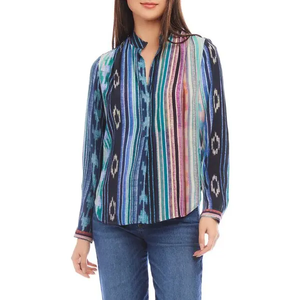 Karen Kane Printed Split Neck Top
