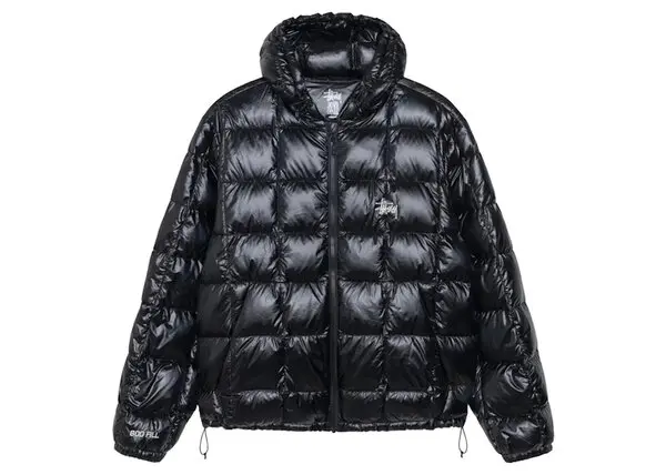 StüSsy Midweight Hooded Puffer - Black | Editorialist