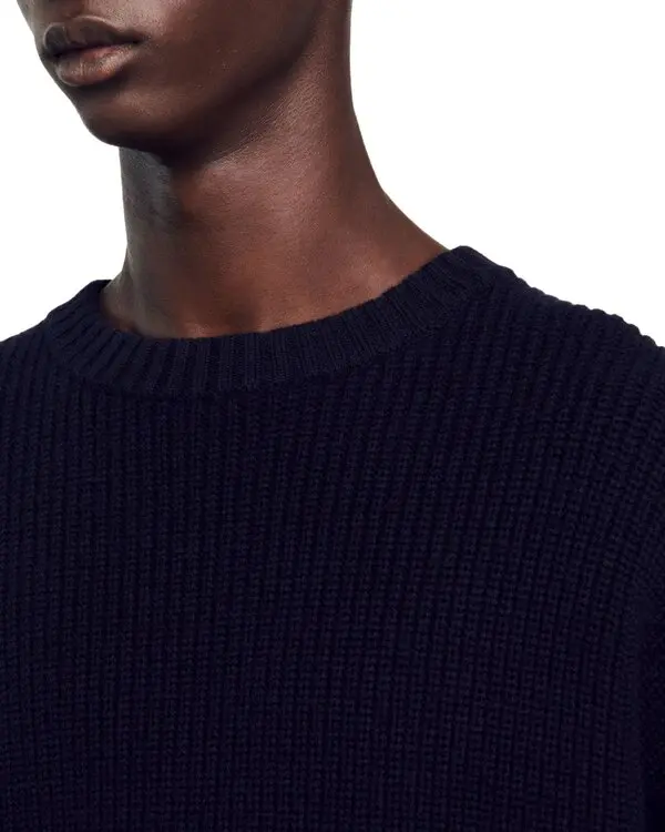 Sandro Carter Wool & Cashmere Oversized Sweater - Navy Blue