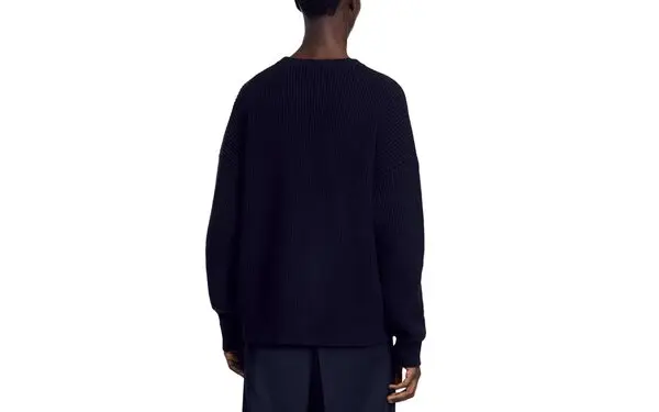 Sandro Carter Wool & Cashmere Oversized Sweater - Navy Blue