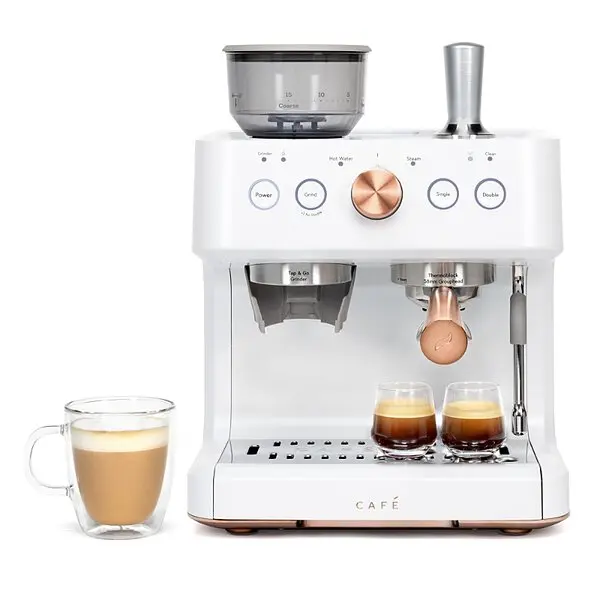GE APPLIANCES Cafe Bellissimo Semi Automatic Espresso Machine + Frother - Matte White