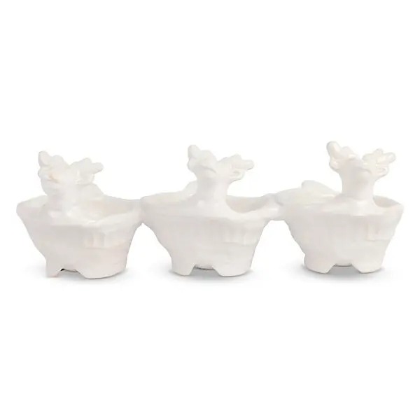 VIETRI Pietra Natale Figural Deer 3 Part Server - White