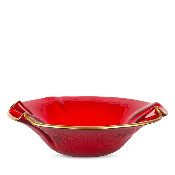 VIETRI Holiday Glass Small Ruffled Bowl - Red