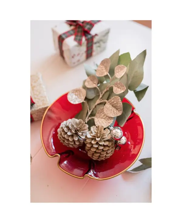 VIETRI Holiday Glass Small Ruffled Bowl
