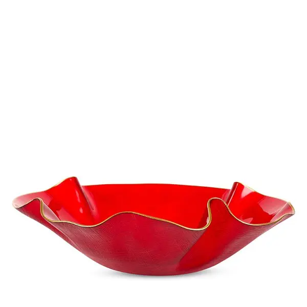 VIETRI Holiday Glass Medium Ruffled Bowl - Red