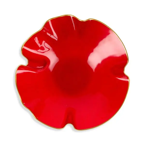 VIETRI Holiday Glass Medium Ruffled Bowl