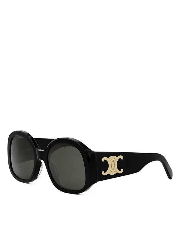 Celine Maxi Triomphe Round Sunglasses, 54mm - Black/smoke