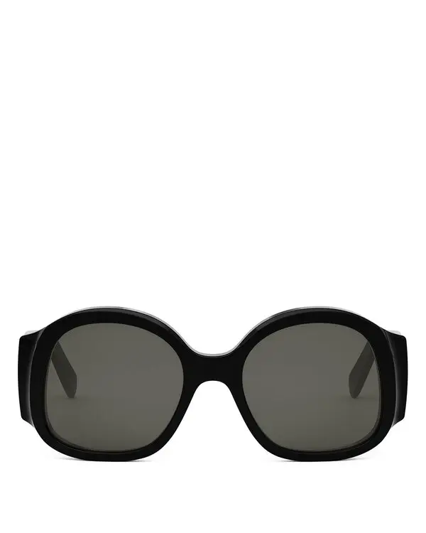Celine Maxi Triomphe Round Sunglasses, 54mm - Black/smoke