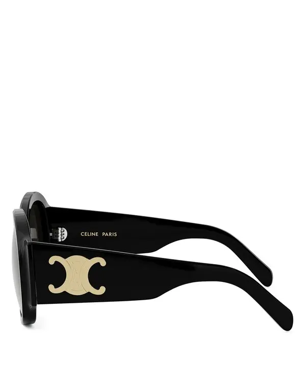 Celine Maxi Triomphe Round Sunglasses, 54mm - Black/smoke